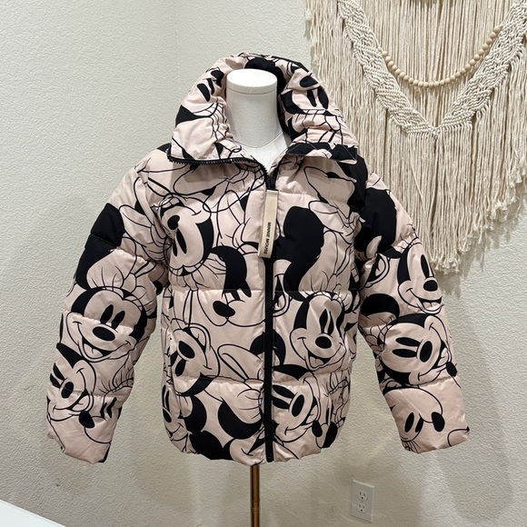 H&M | Jackets & Coats | Hm Black And Cream Mickey Mouse Puffer Jacket ...